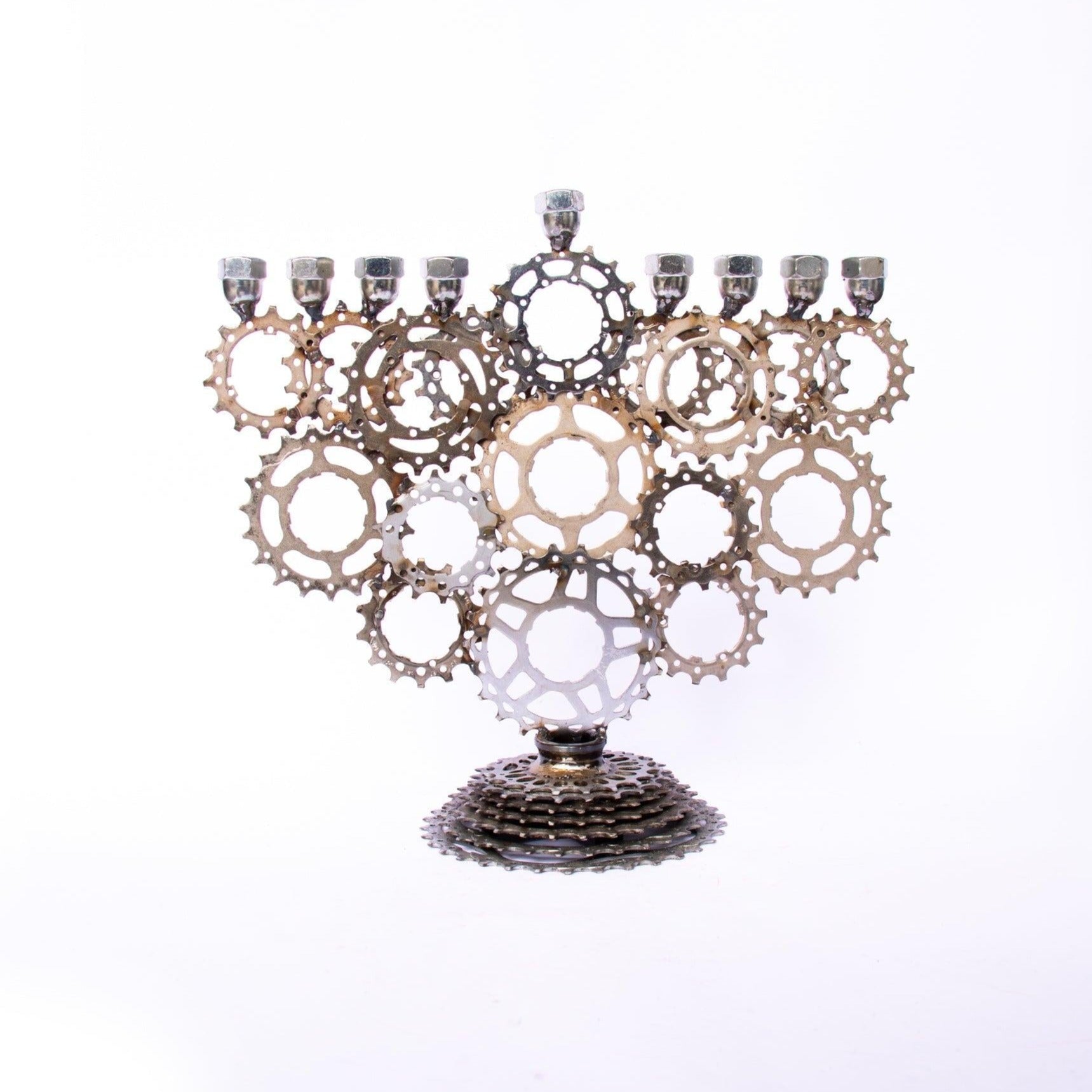Sara Small - Menorah sculpture, made of bicycle parts